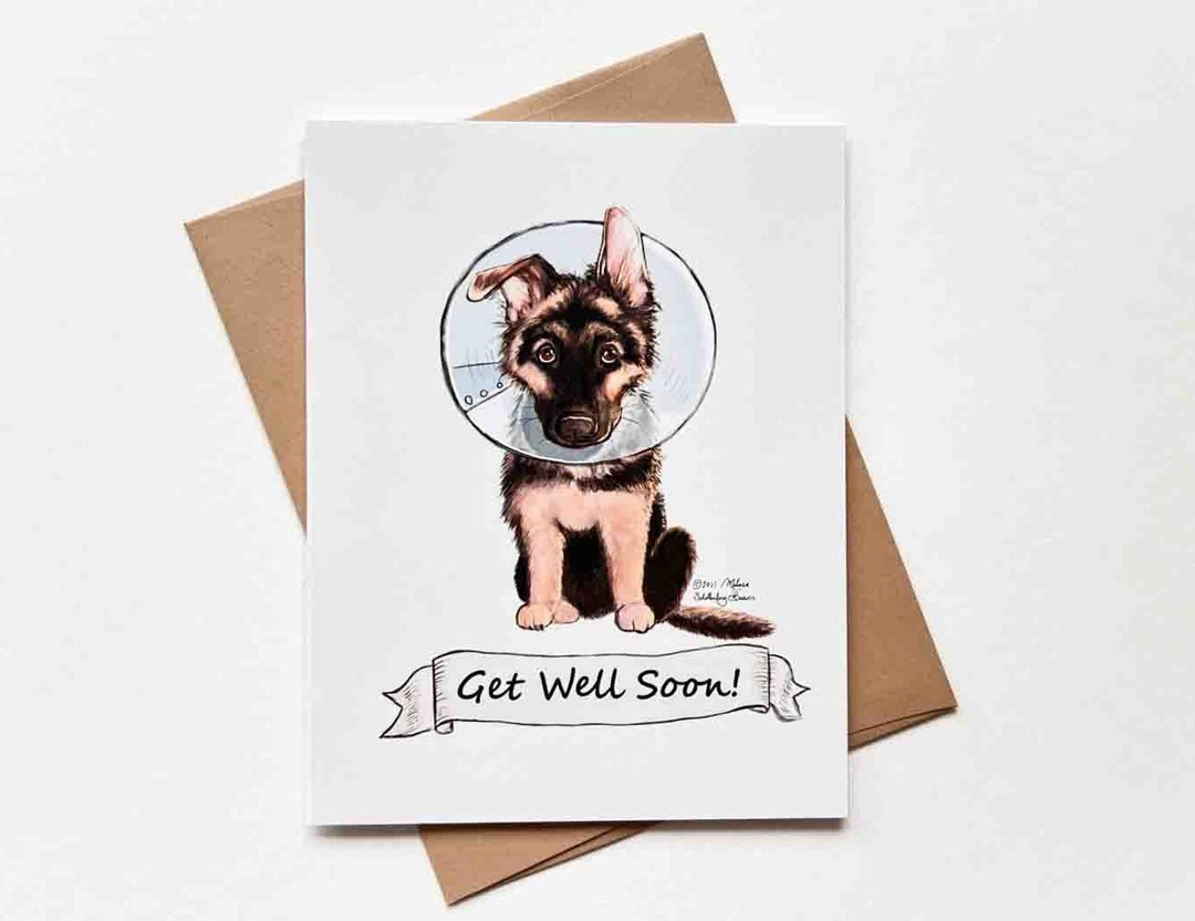 Puppy Get Well Soon Card | Design#029 | Puppy | German Shepherd Dog ...