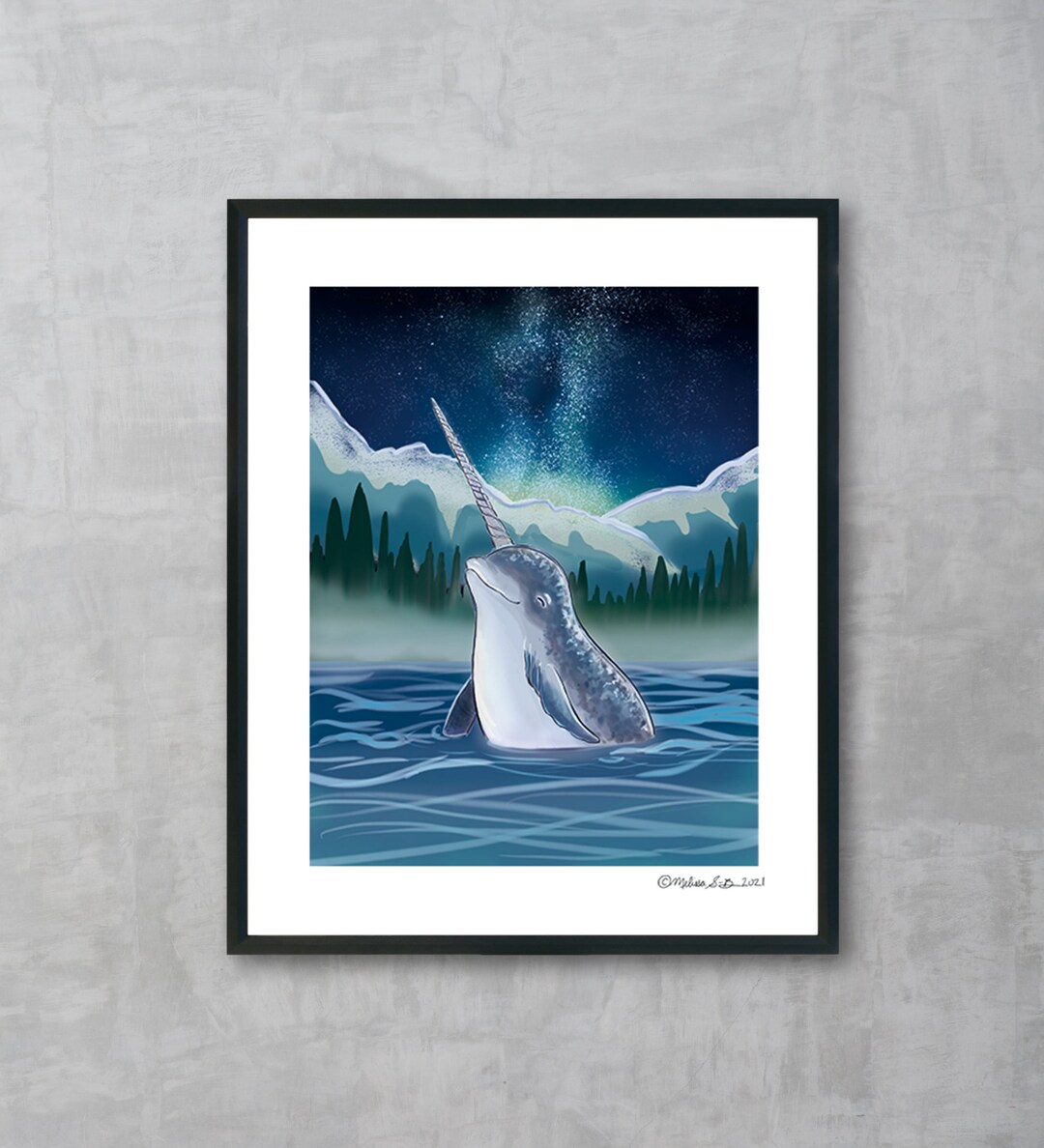 Narwhal in the Night Fine Art Print | Unframed | Home Decor ...