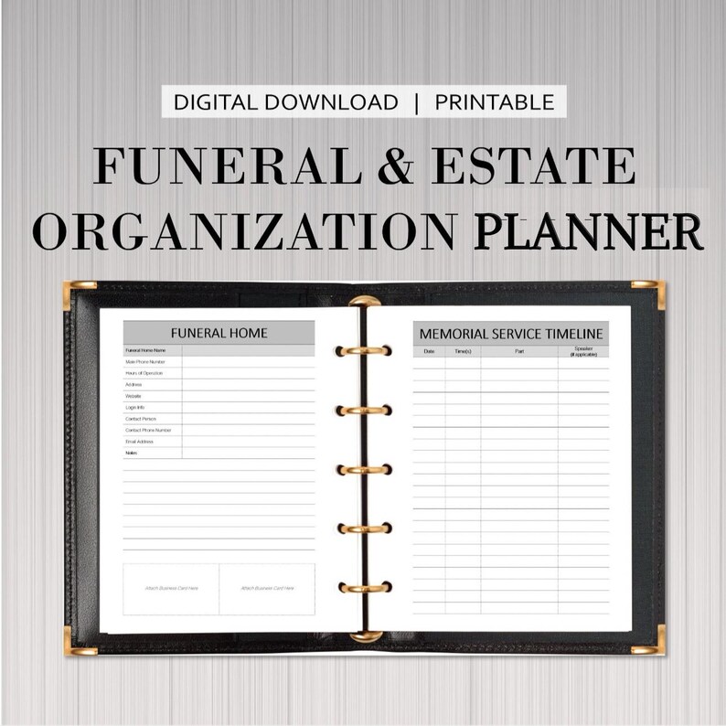 Funeral & Estate Organization Printable Planner: Guide to Organize Wake ...
