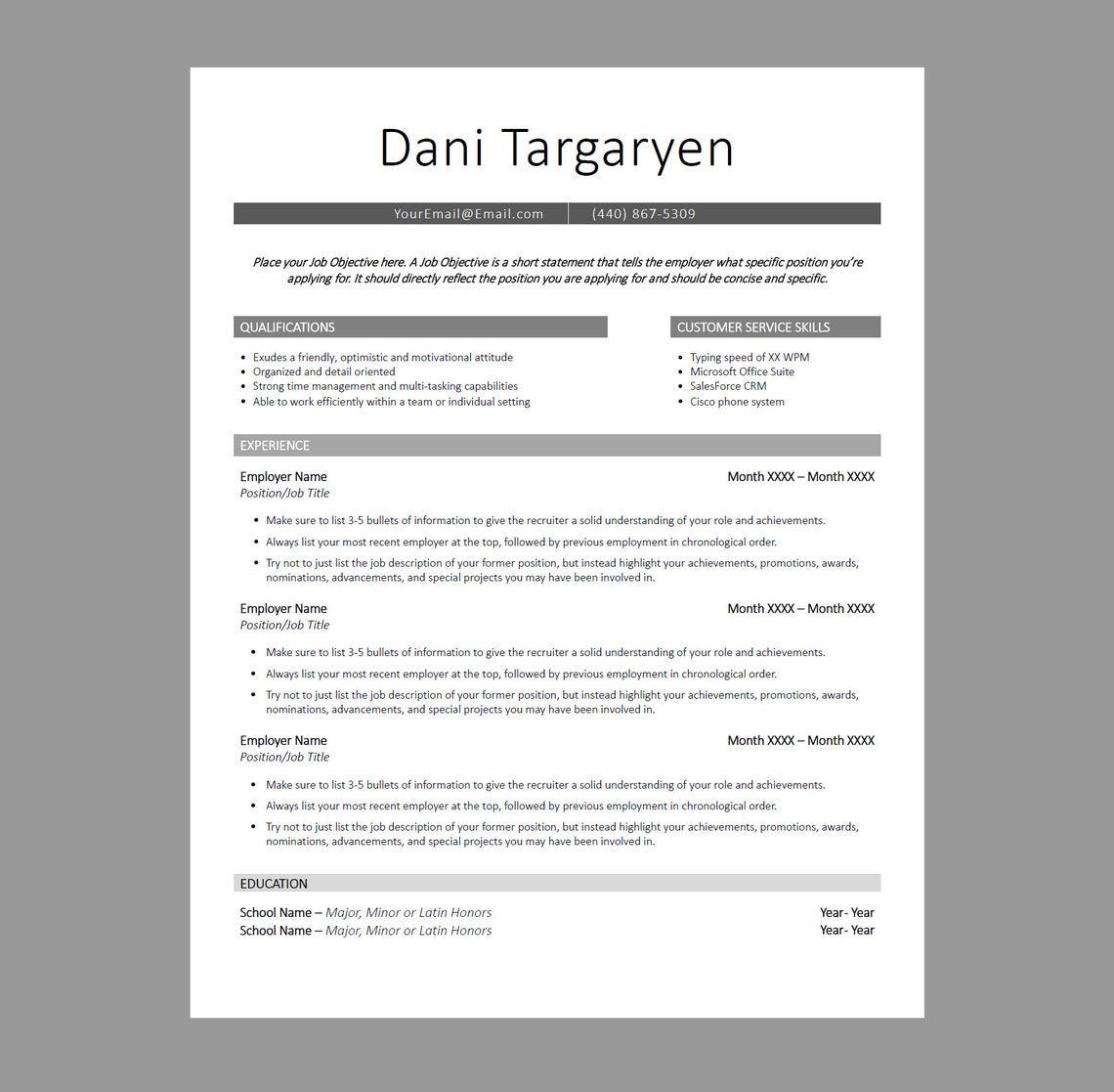 Clean Modern Resume Template, CV Template, Word, CV Design, Client ...