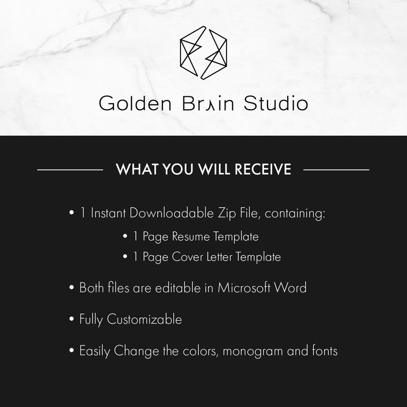 Modern Professional Monogram Resume Template for Microsoft Word With ...