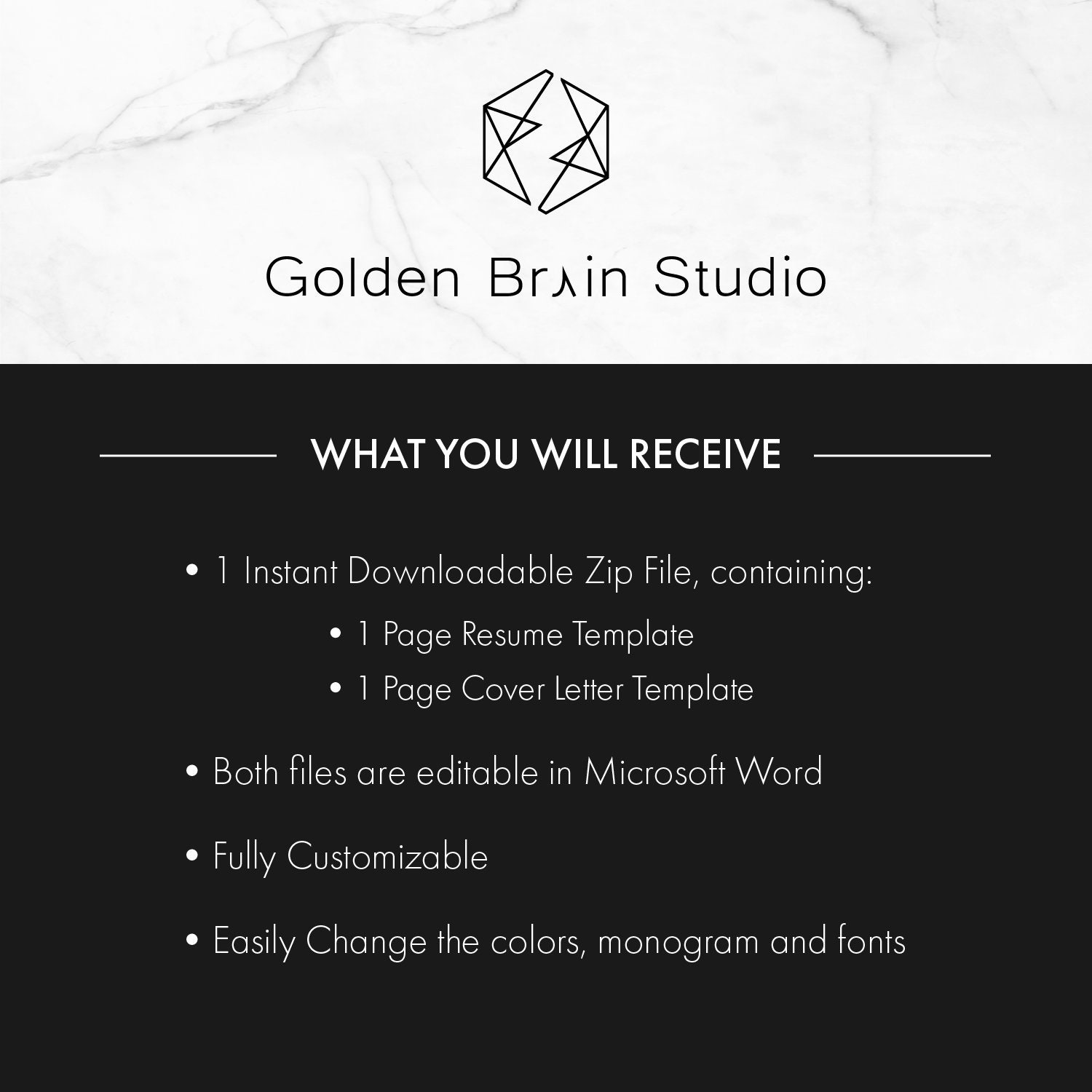 Modern Professional Monogram Resume Template for Microsoft Word With ...