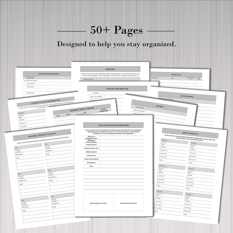 Funeral & Estate Organization Printable Planner: Guide to Organize Wake ...