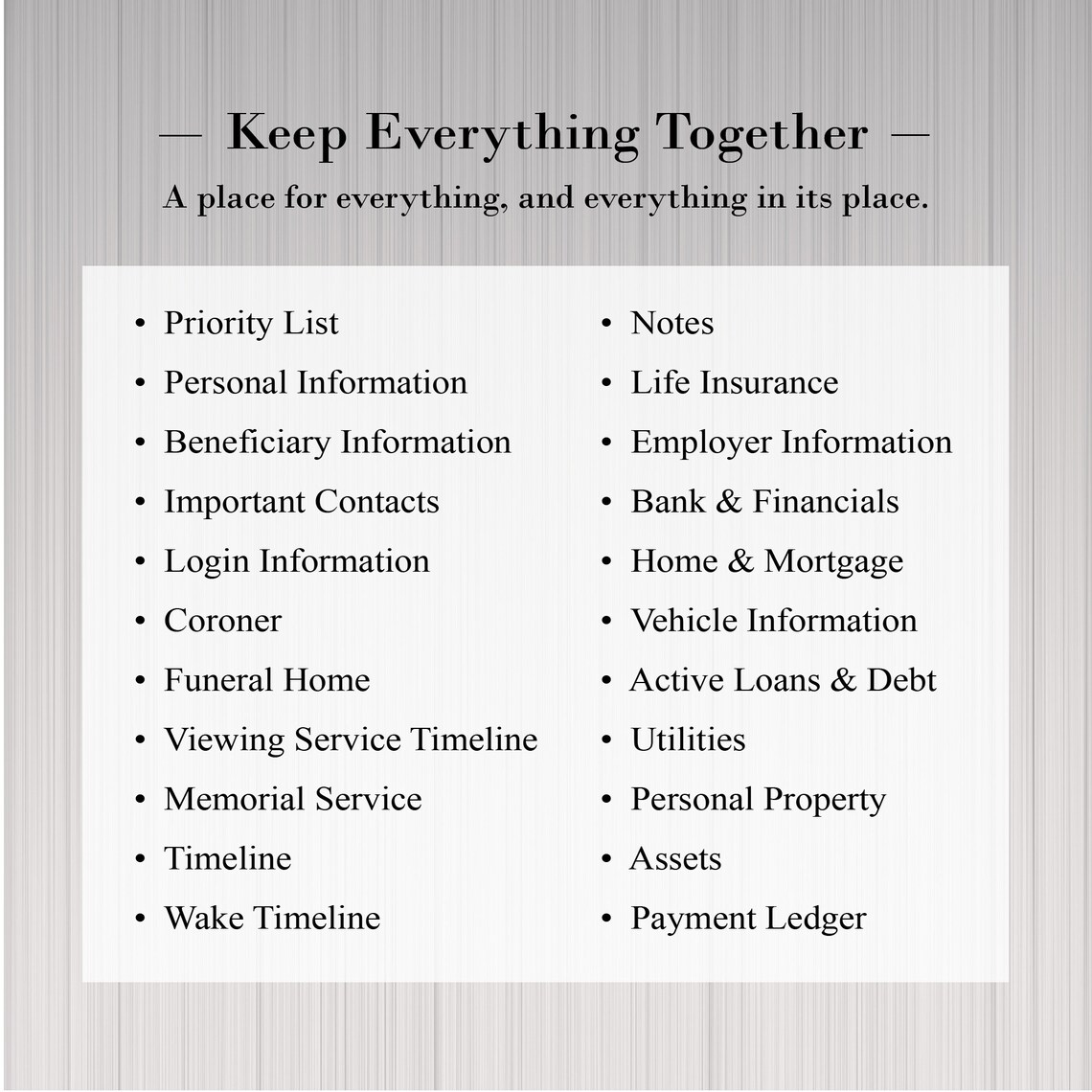 Funeral & Estate Organization Printable Planner: Guide to Organize Wake ...