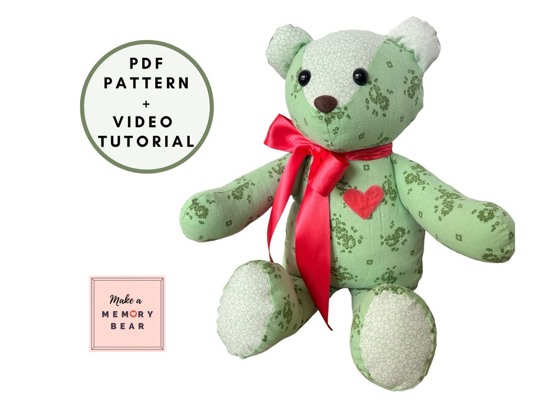 Mamie Bear Pattern + Video Tutorial! Simple 18 Inch Memory Bear Pattern - Beginner Memory Bear ...