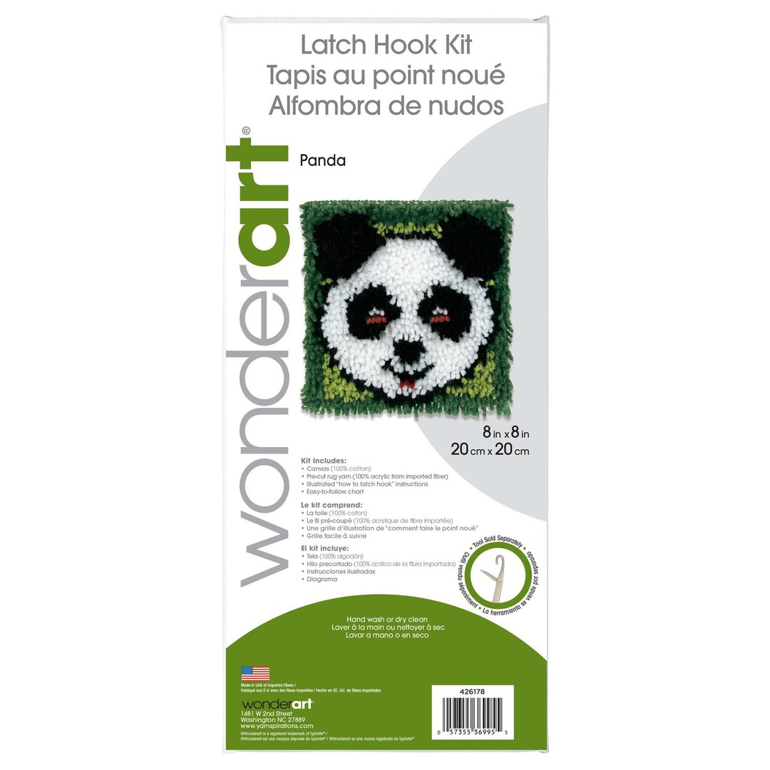Wonderart Panda Latch Hook Kit - 8x8 - Etsy