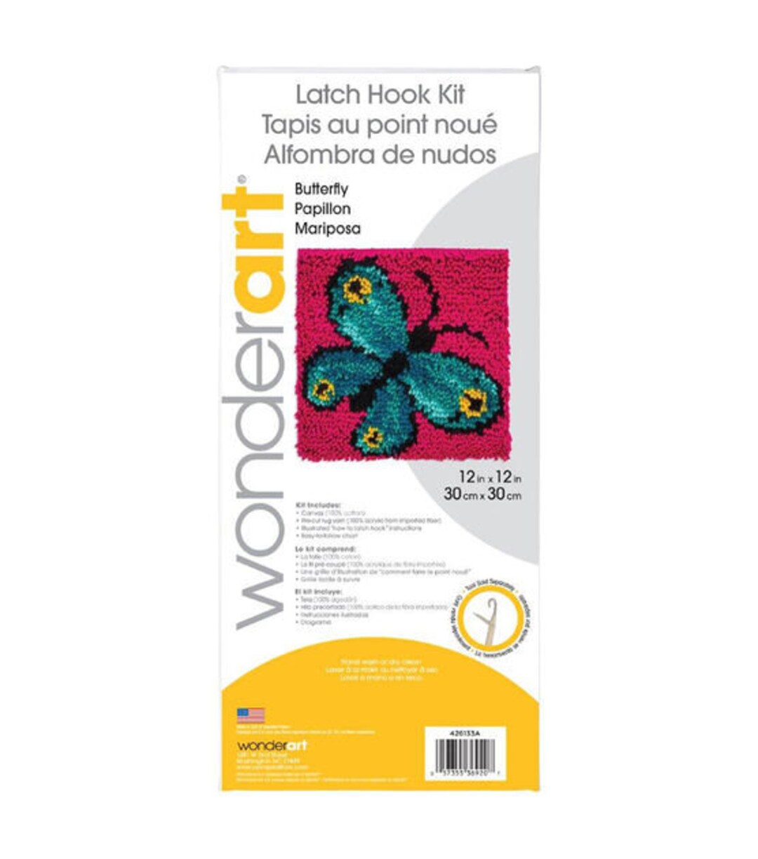 Wonderart Butterfly Latch Hook Kit - 12x12 - Etsy