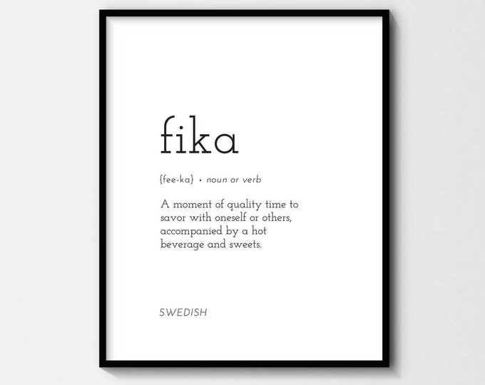 Fika Definition Print Swedish Scandinavian Nordic Coffee Bar - Etsy