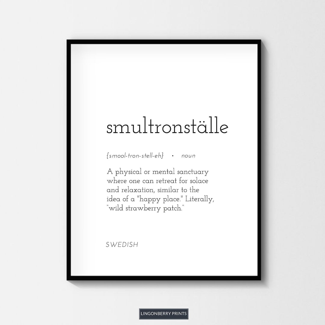 Smultronställe Definition Print, Swedish Word Art, Happy Place, Koselig ...
