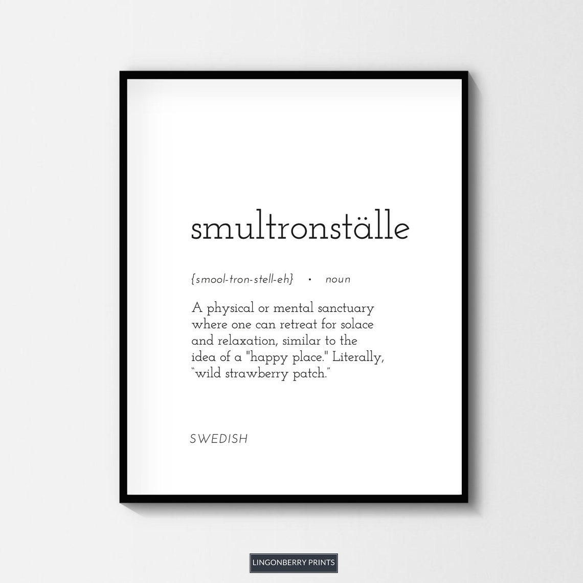 Smultronställe Definition Print, Swedish Word Art, Happy Place, Koselig ...
