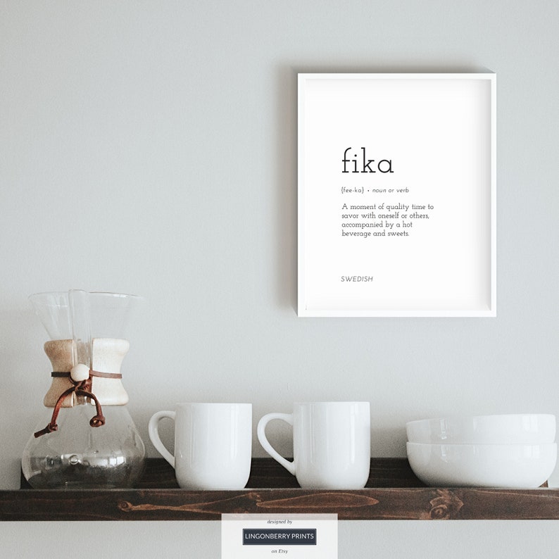 Fika Definition Print Swedish Scandinavian Nordic Coffee Bar - Etsy