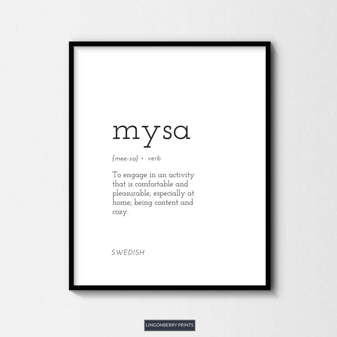 Mysa Definition Poster Swedish Word Art Dictionary Print Cozy Word in ...