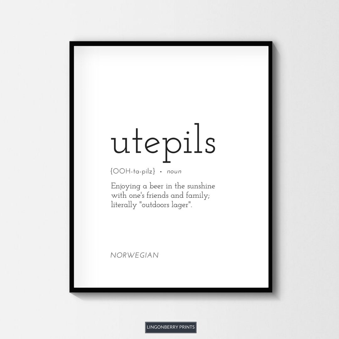 Utepils Definition Print Drinking Beer Bar Cart Decor Norwegian Cheers ...