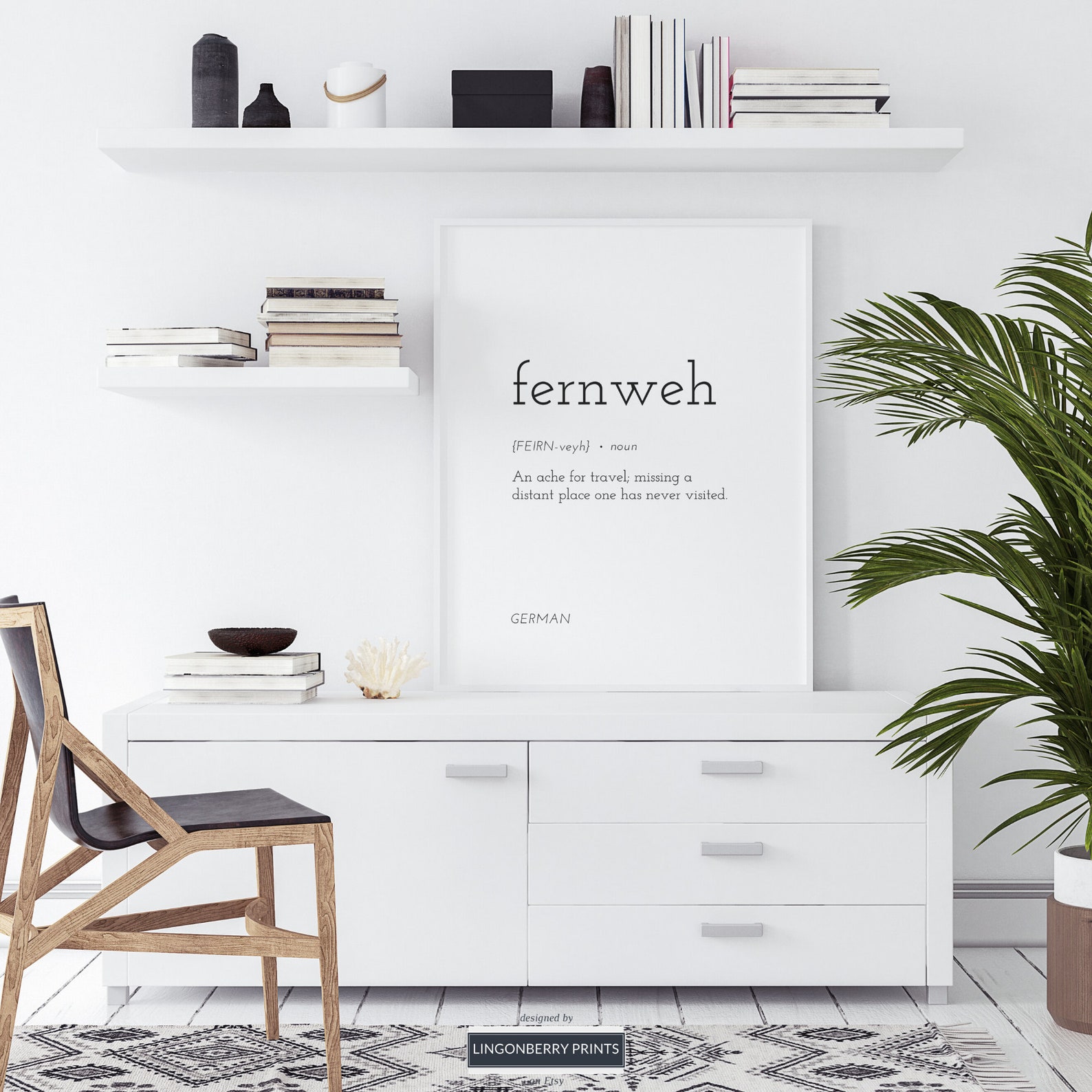 Fernweh Definition Print Printable Minimal Wall Art German - Etsy