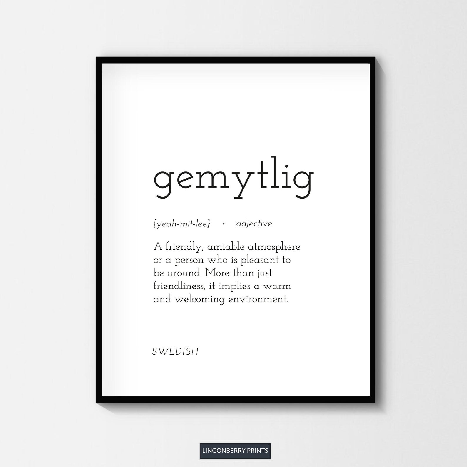 Gemytlig Definition Print, Swedish Word Print, Sweden Art, Cozy Decor ...