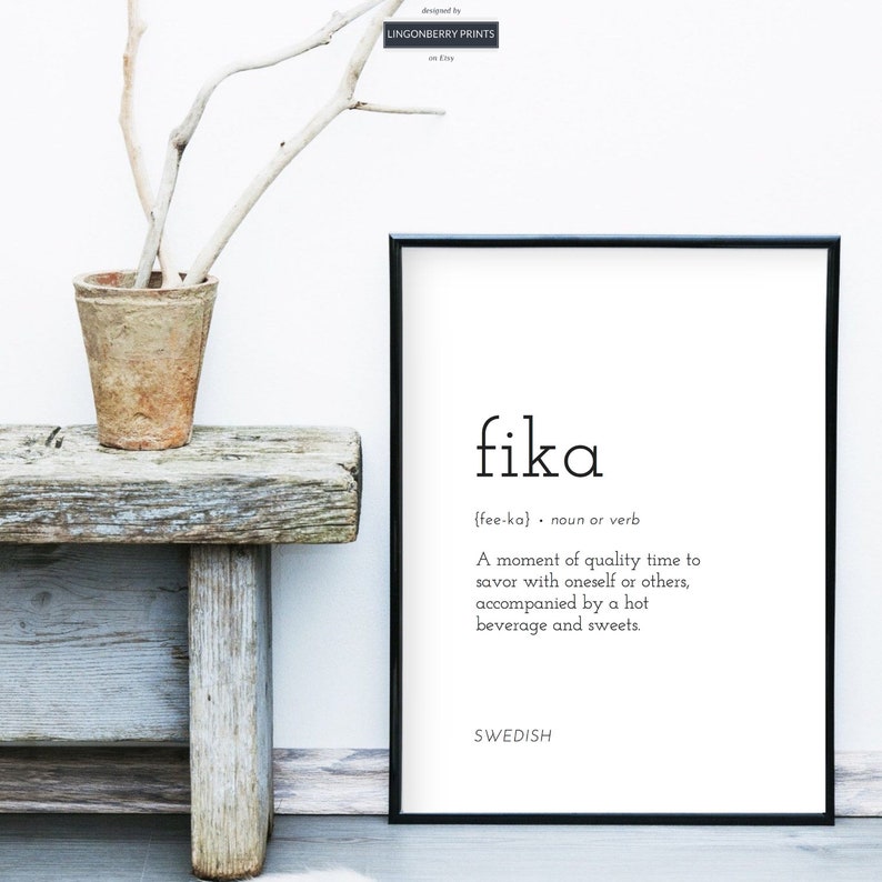 Fika Definition Print Swedish Scandinavian Nordic Coffee Bar - Etsy