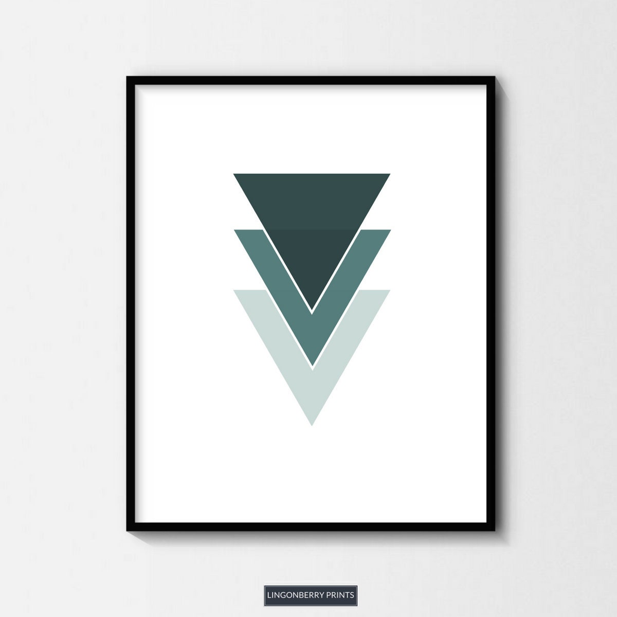 Green Triangles Geometric Print Scandinavian Nordic Sage | Etsy