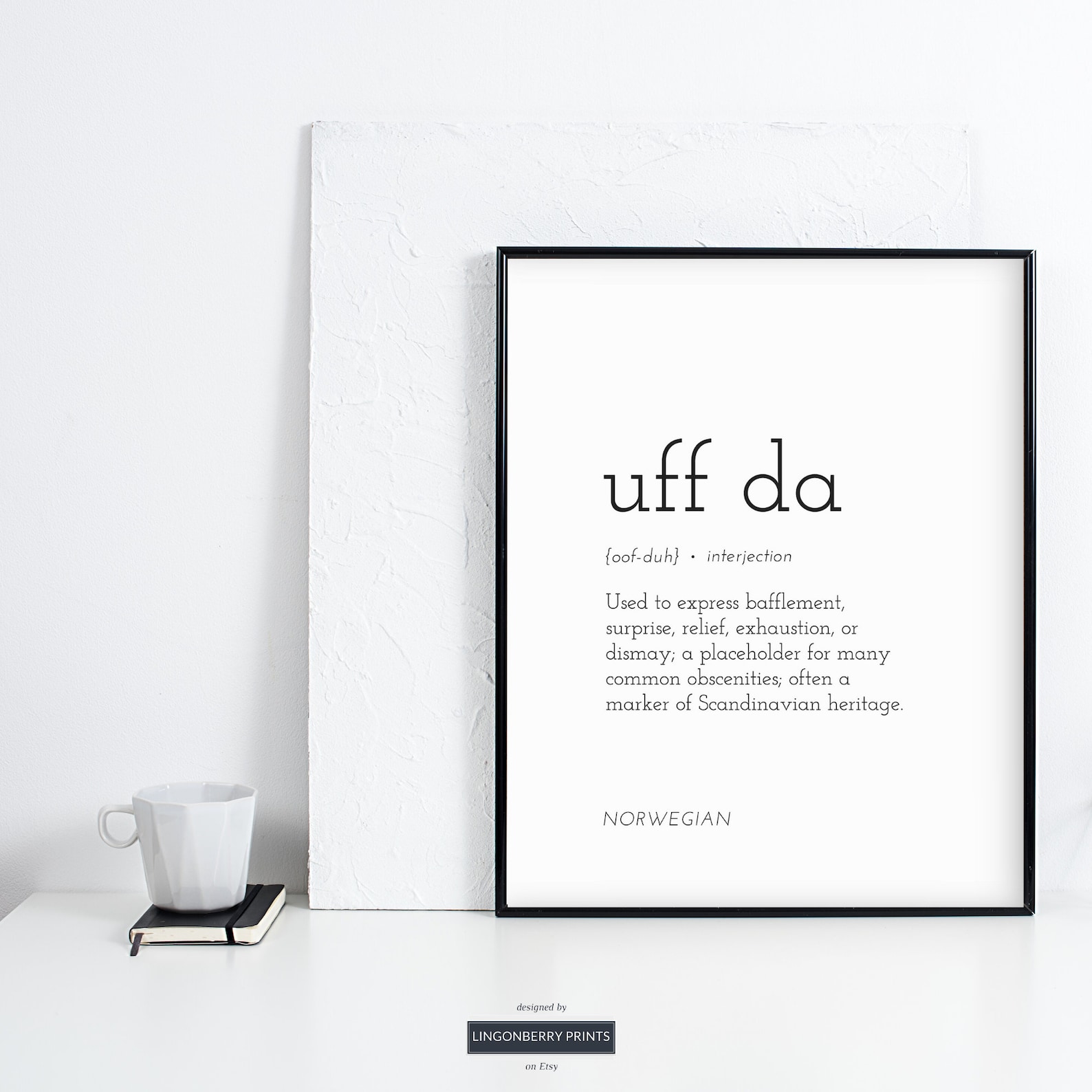 Uff Da Definition Print Norwegian Home Decor Midwest Funny Dictionary ...