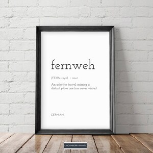 Fernweh Definition Print, Printable Minimal Wall Art, German ...