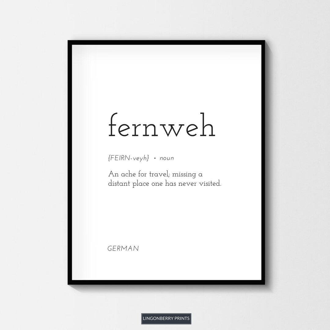 Fernweh Definition Print Printable Minimal Wall Art German - Etsy
