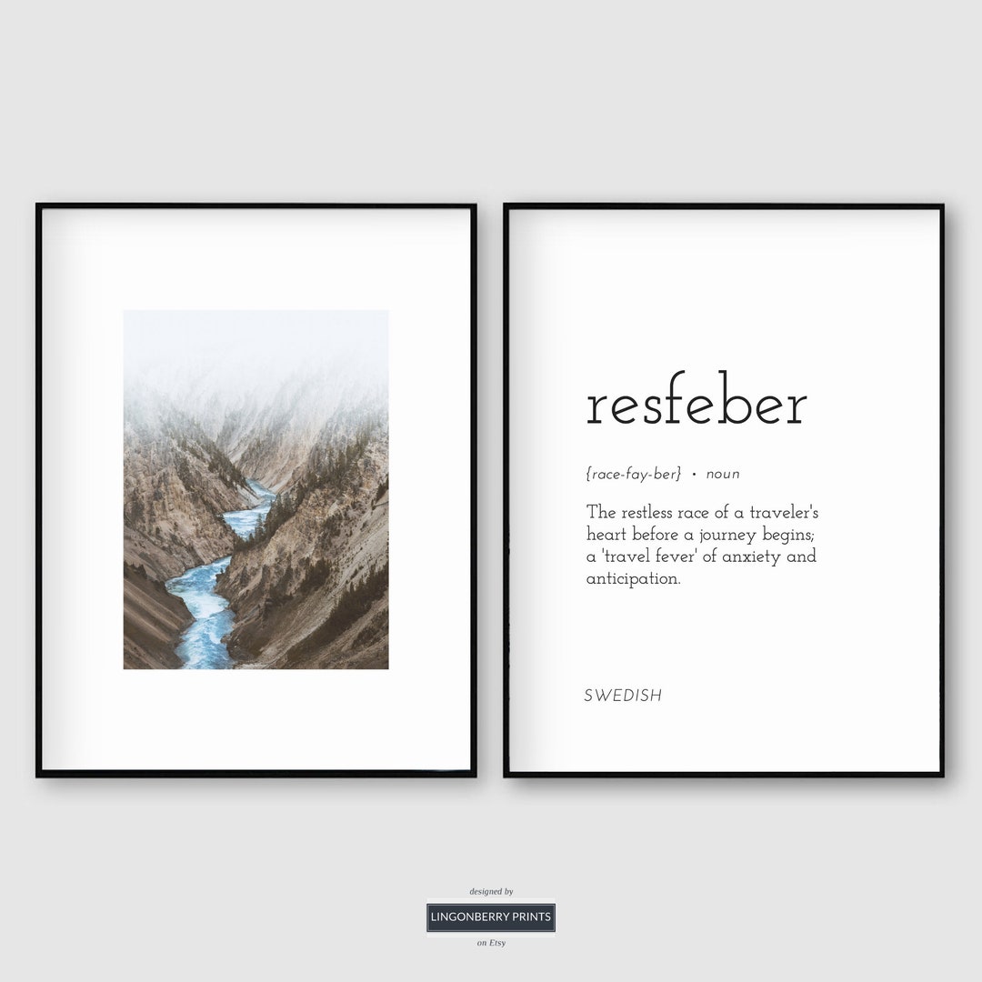 Travel Dictionary Print Set Printable Art Resfeber Definition Poster ...