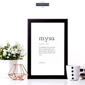 Mysa Definition Poster Swedish Word Art Dictionary Print Cozy Word in ...