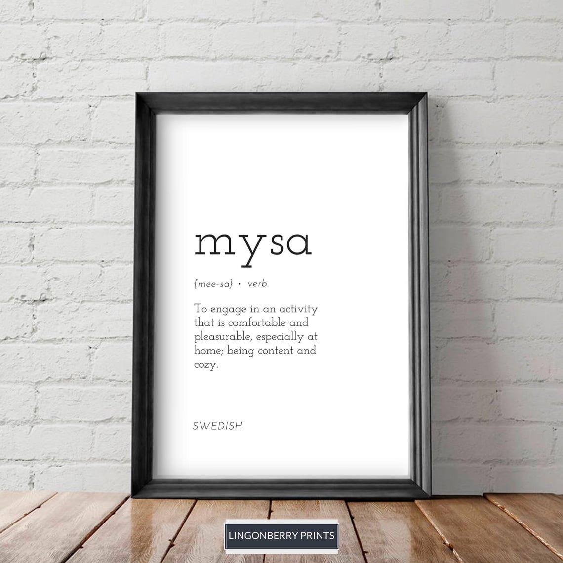 Mysa Definition Poster Swedish Word Art Dictionary Print Cozy Word in ...