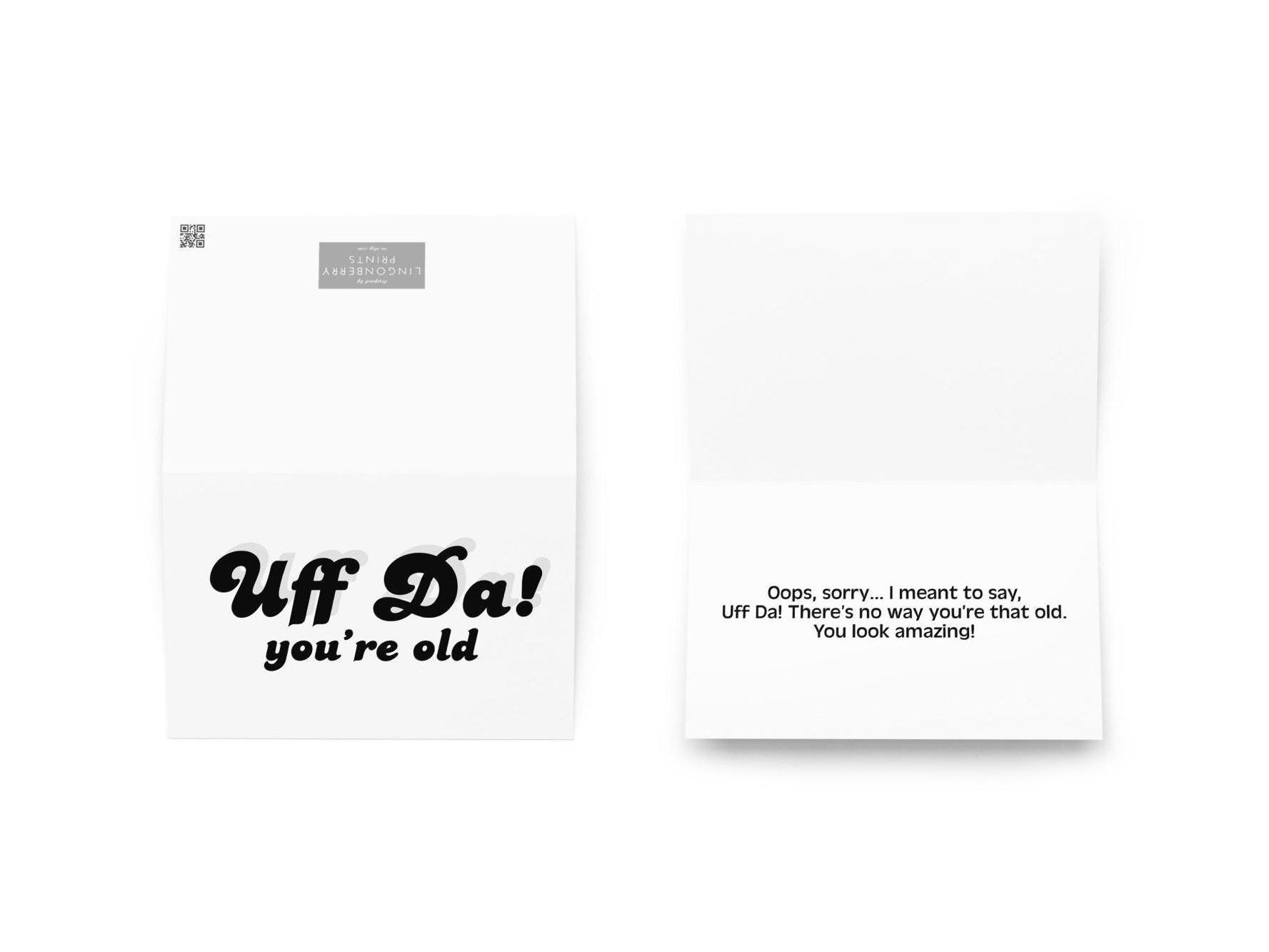 Uff Da Birthday Card, Midwest Greeting Card, Norwegian Birthday Gift ...