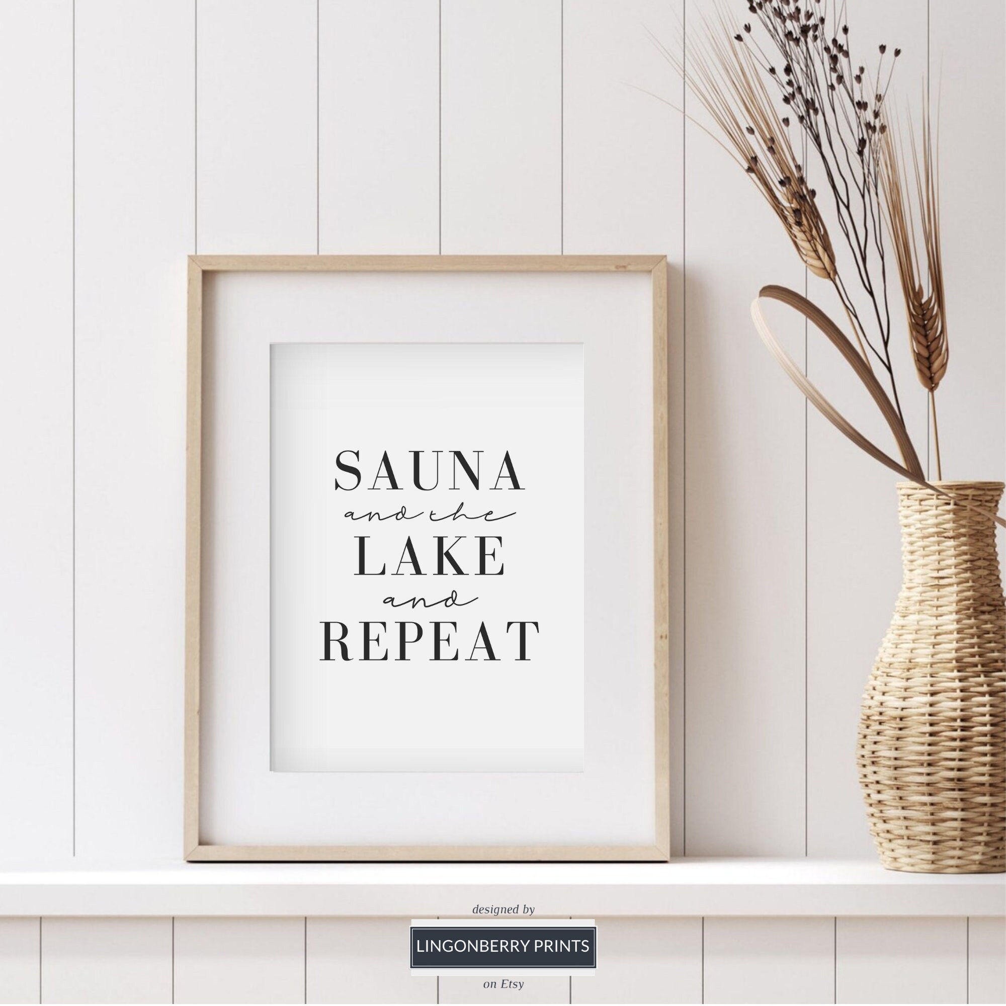 Sauna Lake Repeat Print Finnish Sauna Gift Sign Nordic Decor for ...
