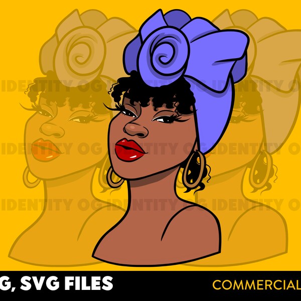 Black Woman With Headwrap Svg - Etsy