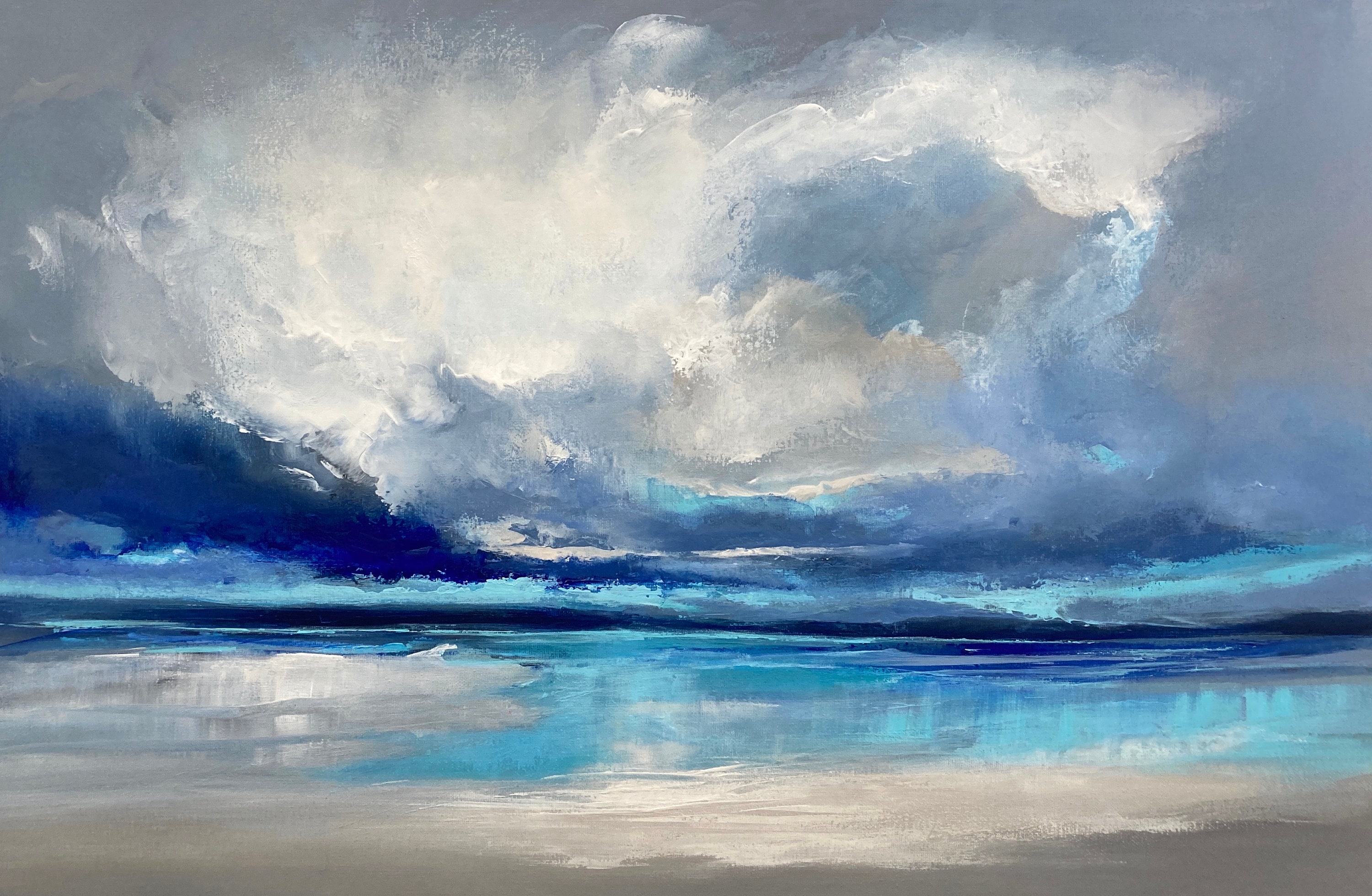 Tidal Blues, Seascape Painting, an Original Work in Acrylic on Deep ...