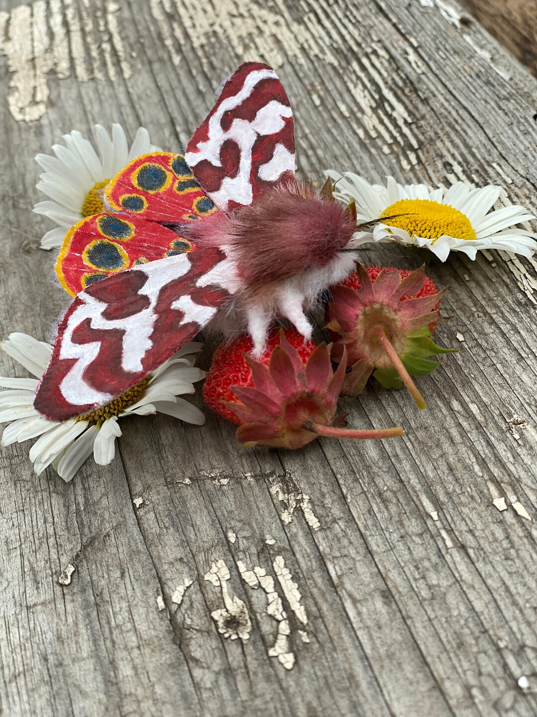Handmade Red Moth Brooch With Beautiful Speckles - Nature-inspired ...