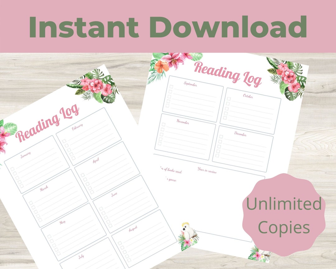 Printable Yearly Reading Log - Etsy