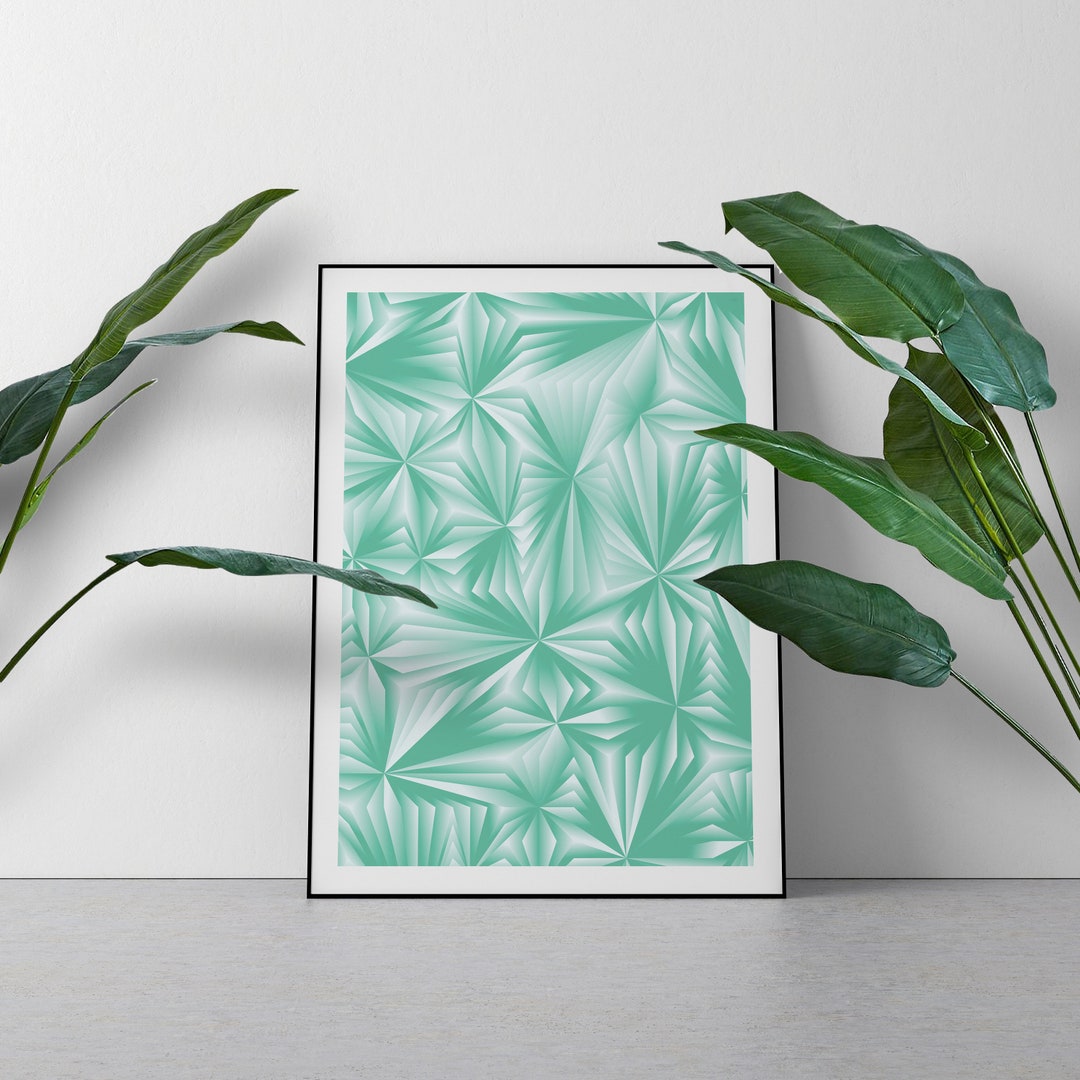 Limited Edition Signed and Numbered Turquoise Green Isometric Patterned ...