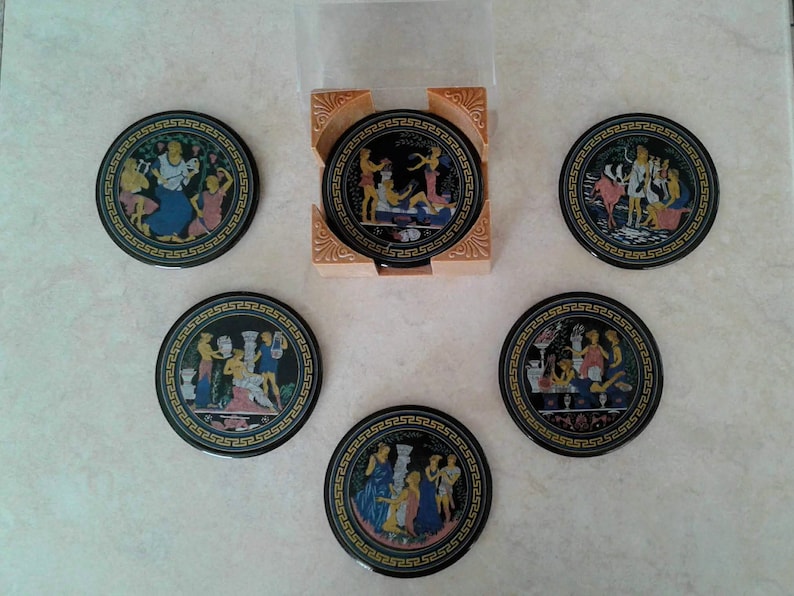 Ceramic Coasters Ancient Greek Gods Representations Set of 6 | Etsy