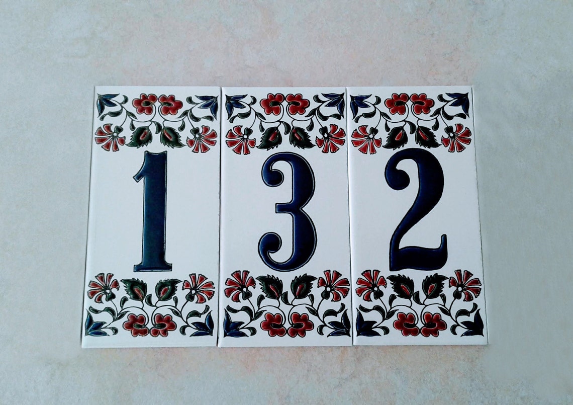 House Numbers / Letters Ceramic Art Tiles Handmade Hand | Etsy