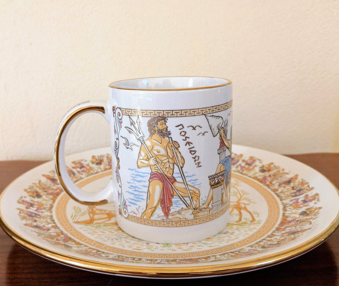 Ancient Greek Gods Ceramic Mug: 24 Kt Gold, Poseidon, Hestia - Etsy