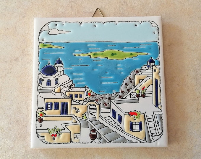 Ceramic Art Tile Greek Handmade Hand Painted in Relief Wall | Etsy