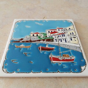 Ceramic Art Tile Greek Handmade Hand Painted in Relief Wall - Etsy