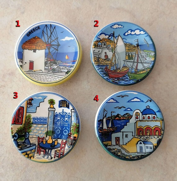 Ceramic Magnets Greek Islands refrigerator Magnets Kitchen | Etsy