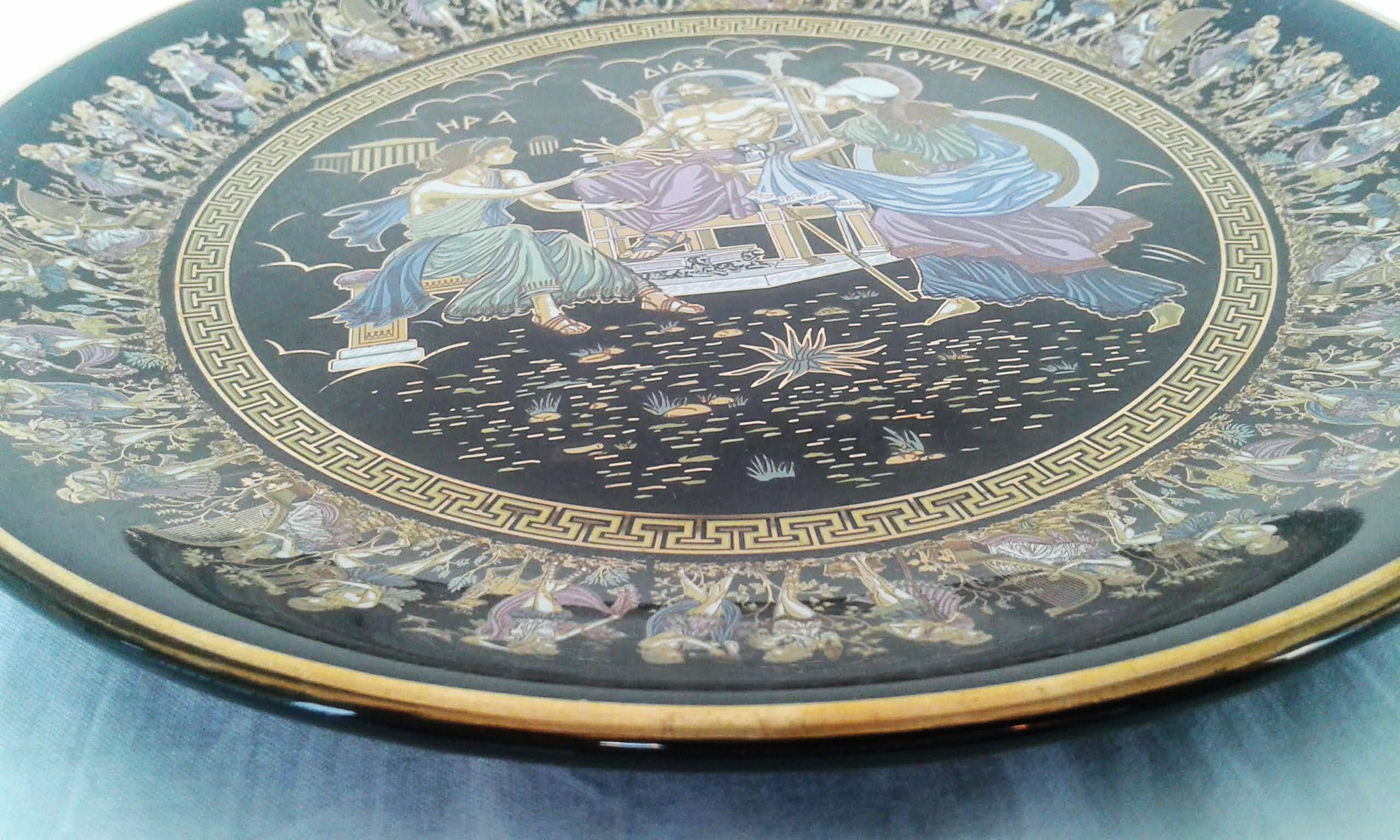 Ceramic Art Plate Greek Handmade 24kt Gold Depicts God - Etsy