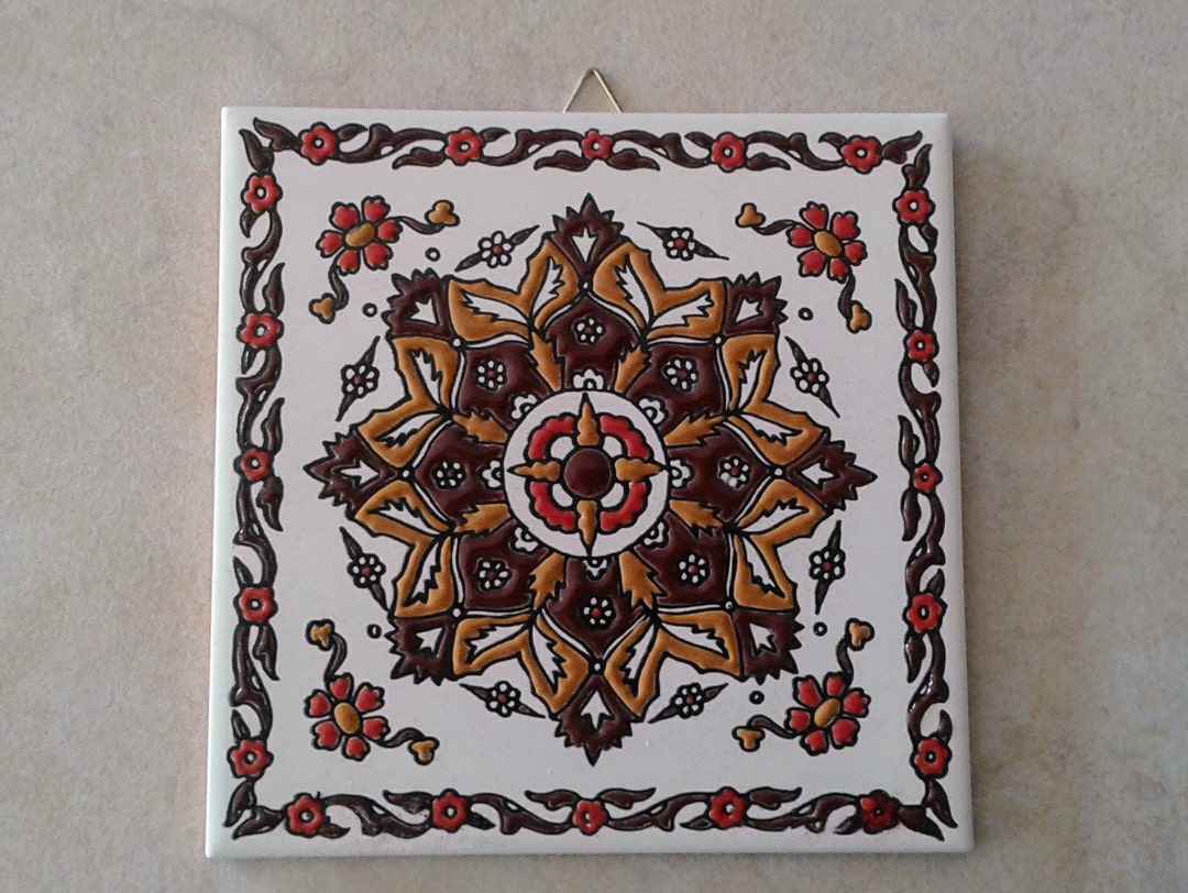 Ceramic Art Tile, Greek Handmade, Hand Painted in Relief Wall Hanging ...