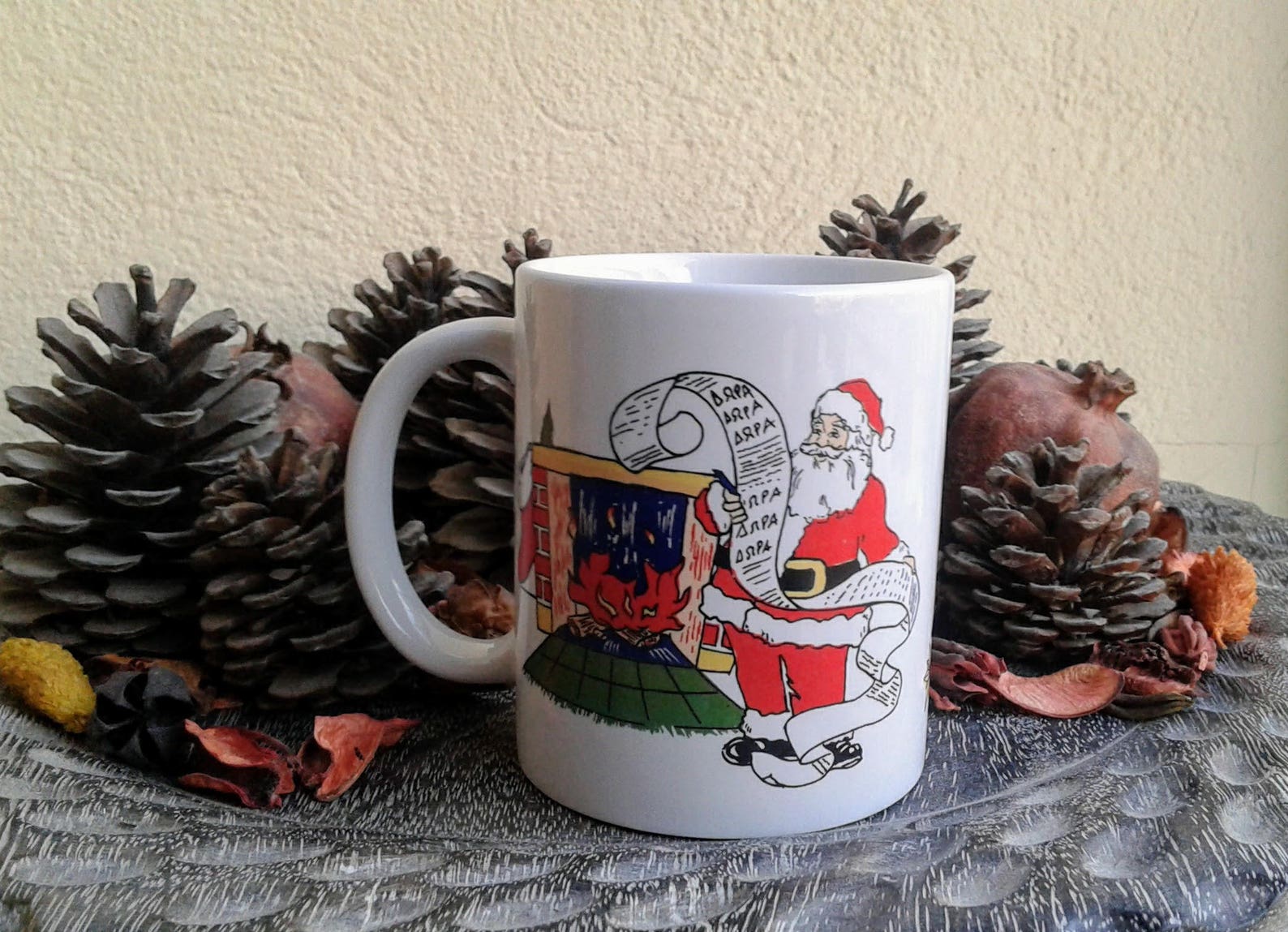 Christmas Ceramic Mug Santa Claus Fireplce Presents - Etsy