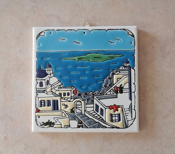Ceramic Art Tile Greek Handmade Hand Painted in Relief Wall - Etsy