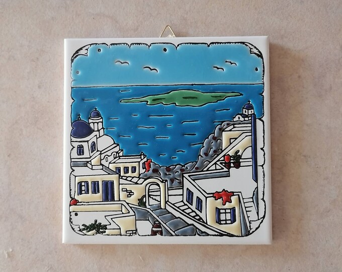 Ceramic Art Tile, Greek Handmade, Hand Painted in Relief Wall Hanging ...