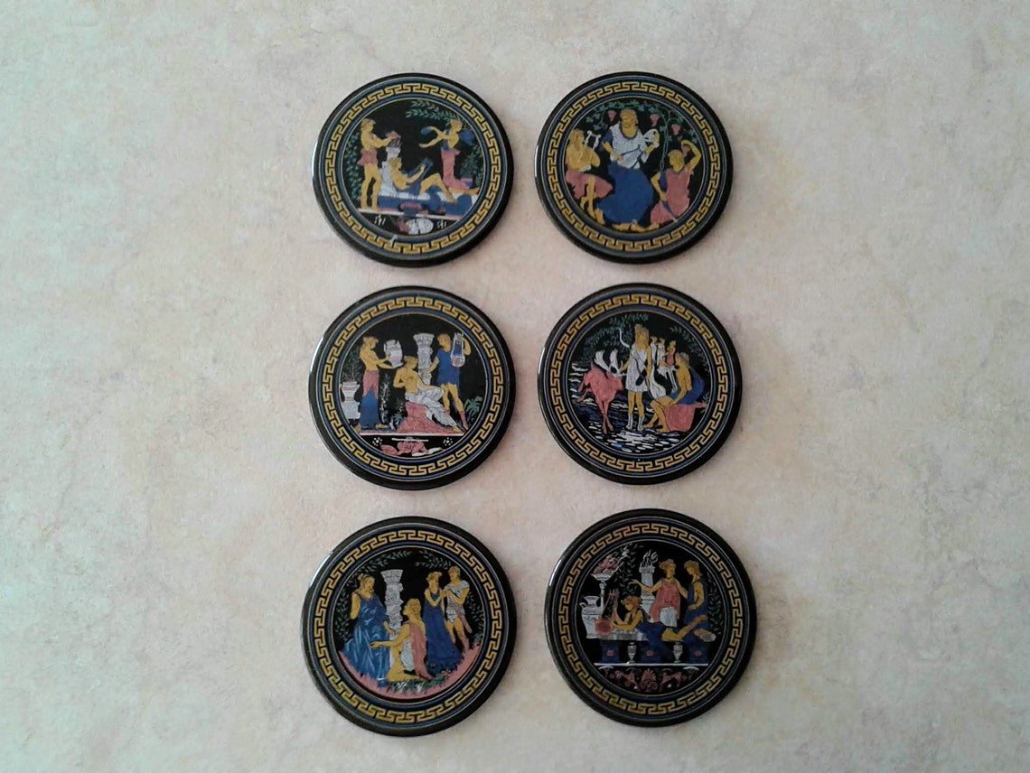 Ceramic Coasters Ancient Greek Gods Representations Set of 6 | Etsy