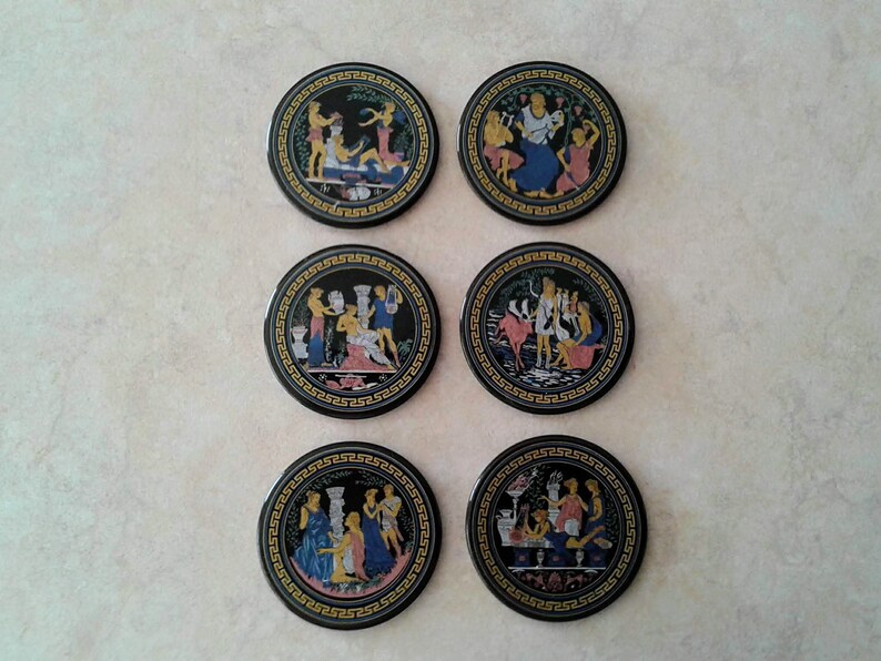 Ceramic Coasters Ancient Greek Gods Representations Set of 6 | Etsy