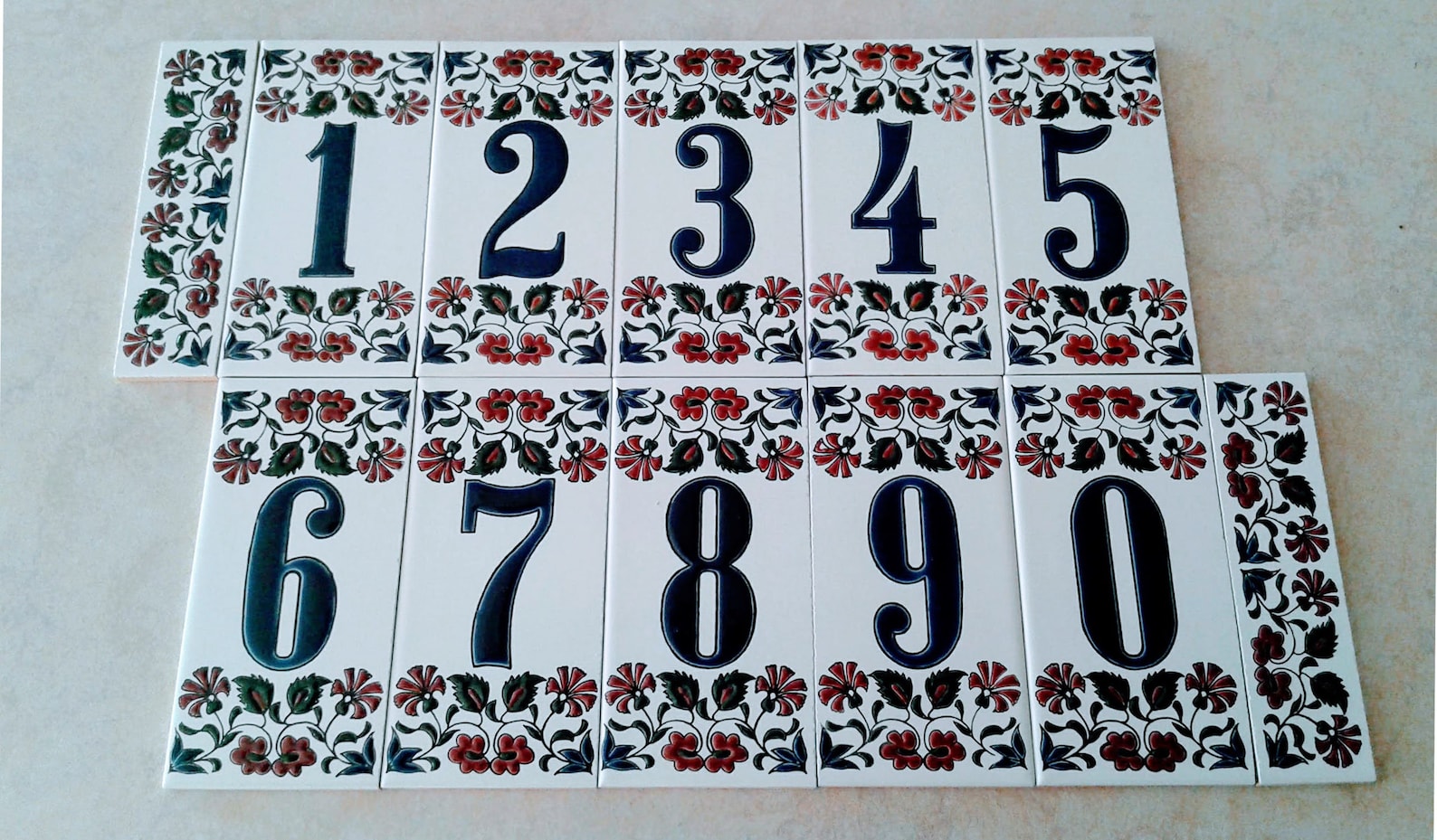 House Numbers / Letters Ceramic Art Tiles, Handmade, Hand Painted in ...