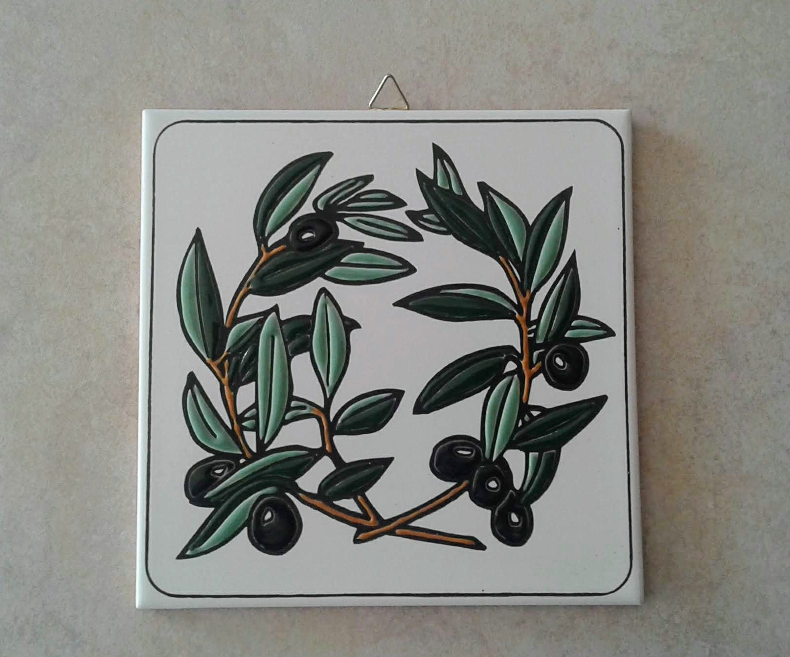 Ceramic Art Tile, Greek Handmade, Hand Painted in Relief Wall Hanging ...