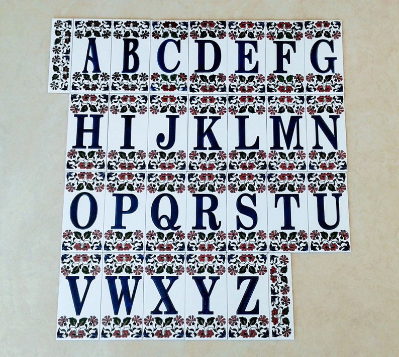 House Numbers / Letters Ceramic Art Tiles, Handmade, Hand Painted in ...